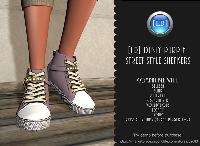 Second Life Marketplace - [LD] DUSTY PURPLE Street Style Sneakers
